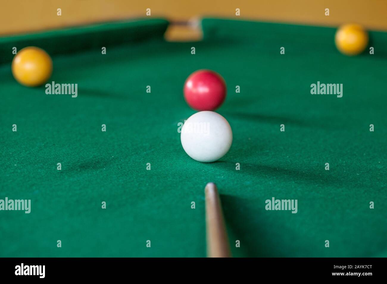 Pool game on green table (billiard Stock Photo - Alamy