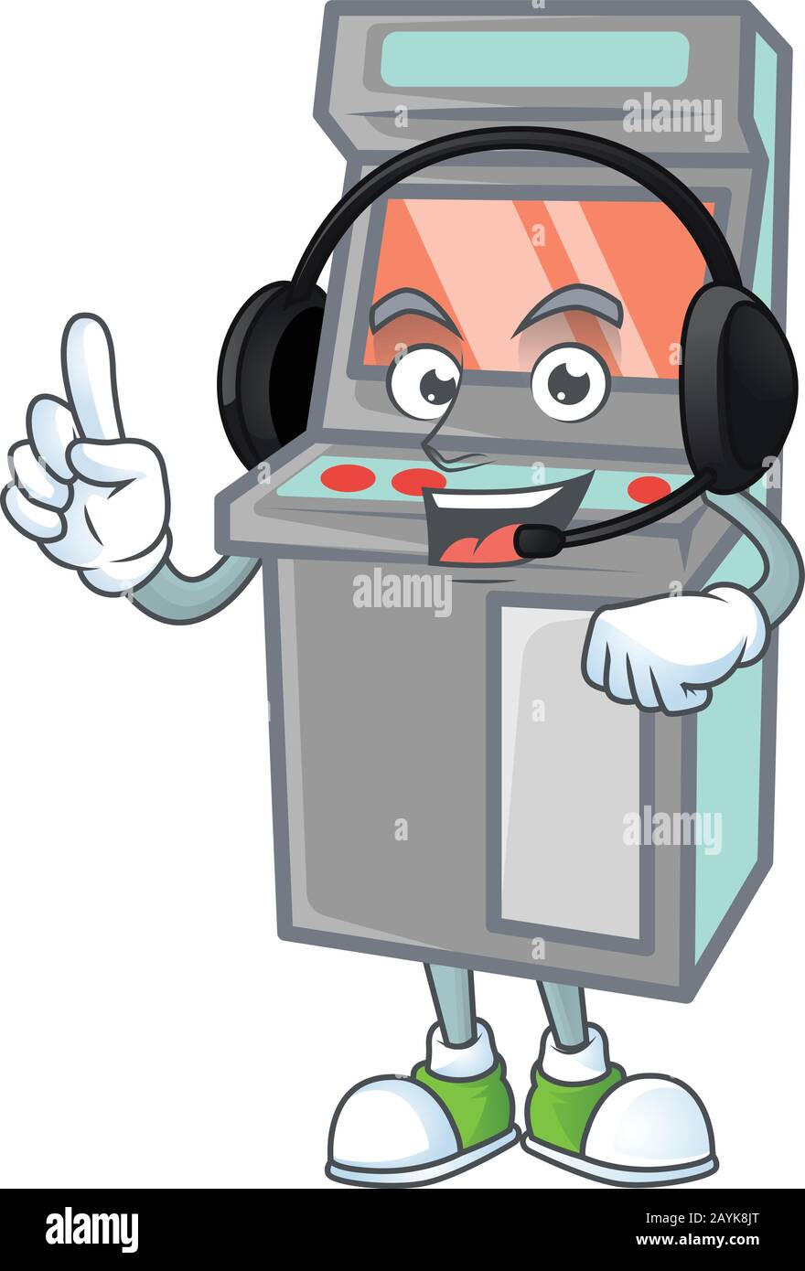 Sweet arcade game machine cartoon character design speaking on a ...