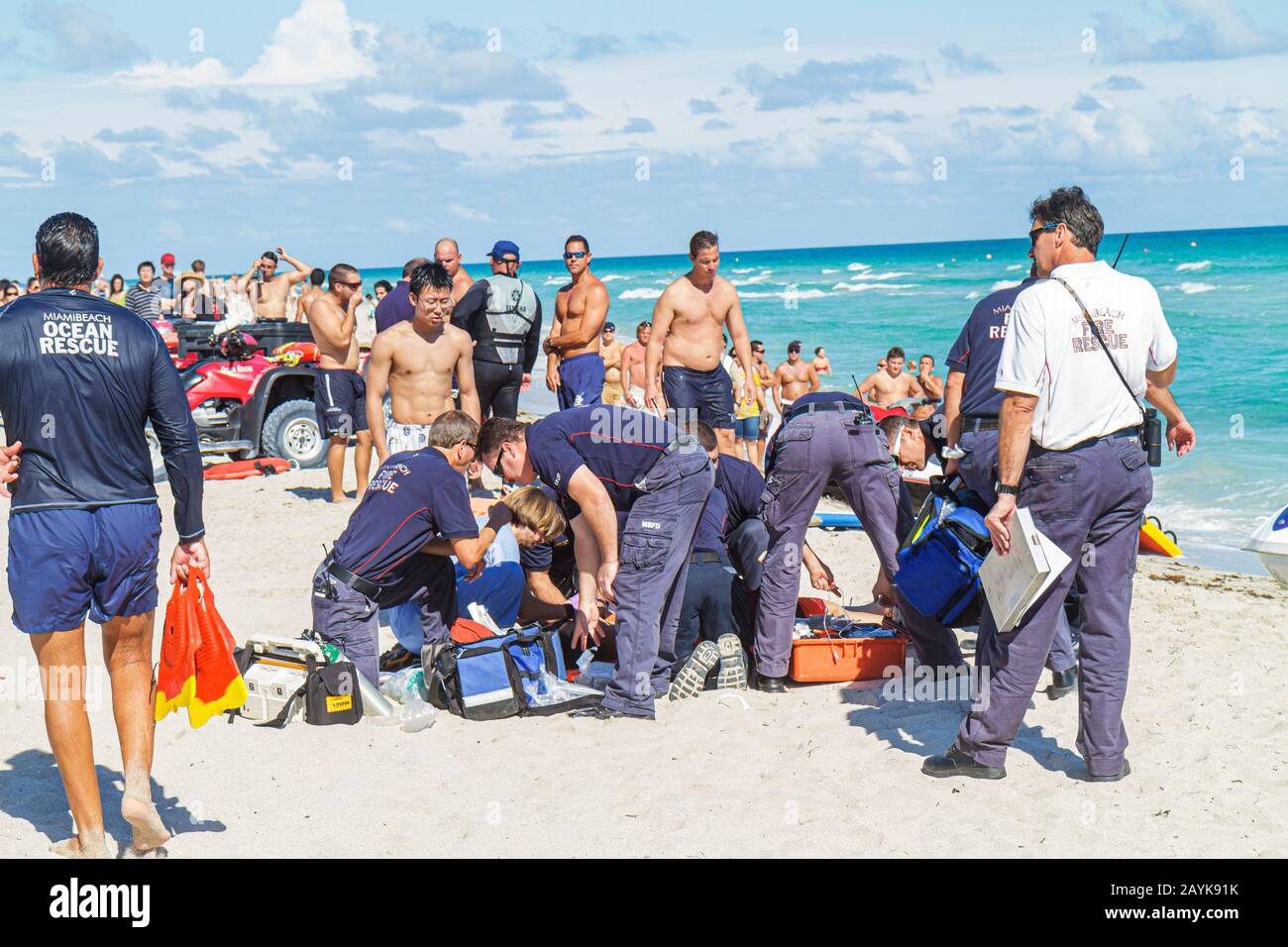 Miami Beach Florida,Atlantic Ocean,water,fire rescue,emergency,CPR ...