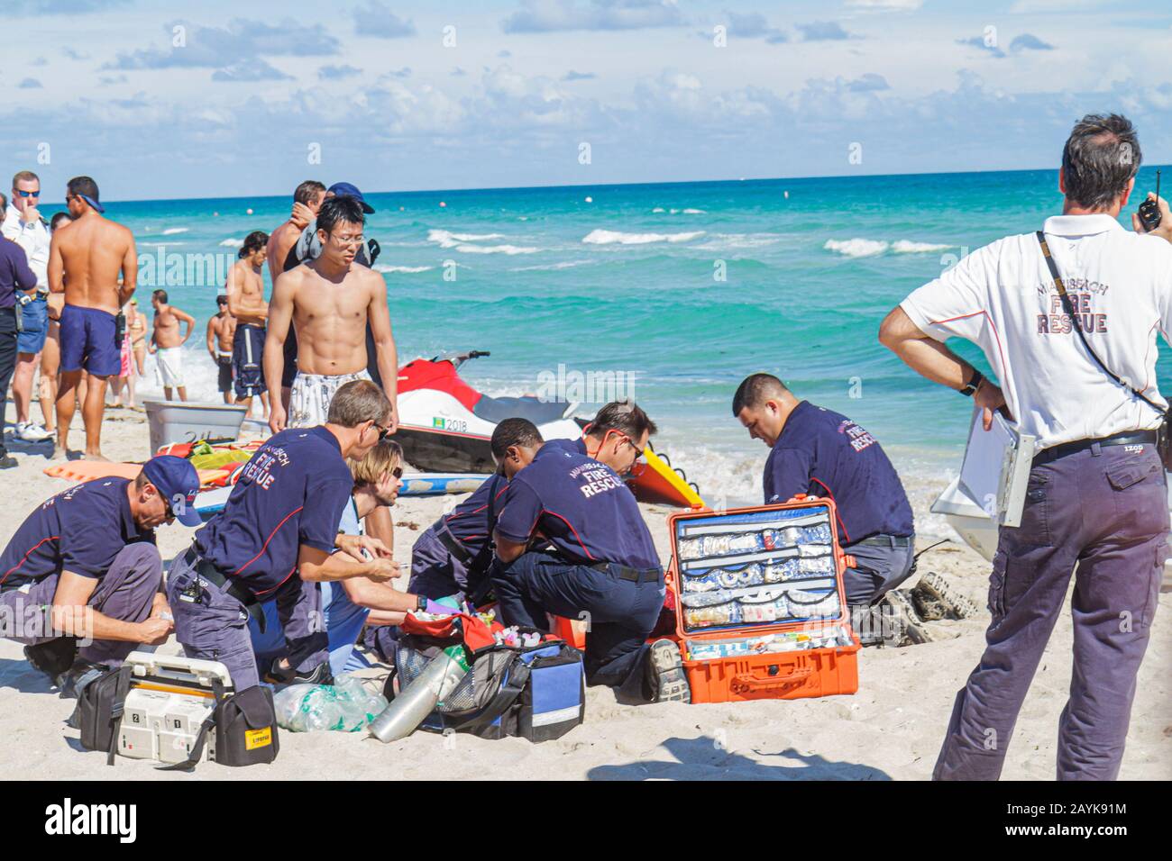 Miami Beach Florida,Atlantic Ocean water fire rescue,emergency,CPR ...