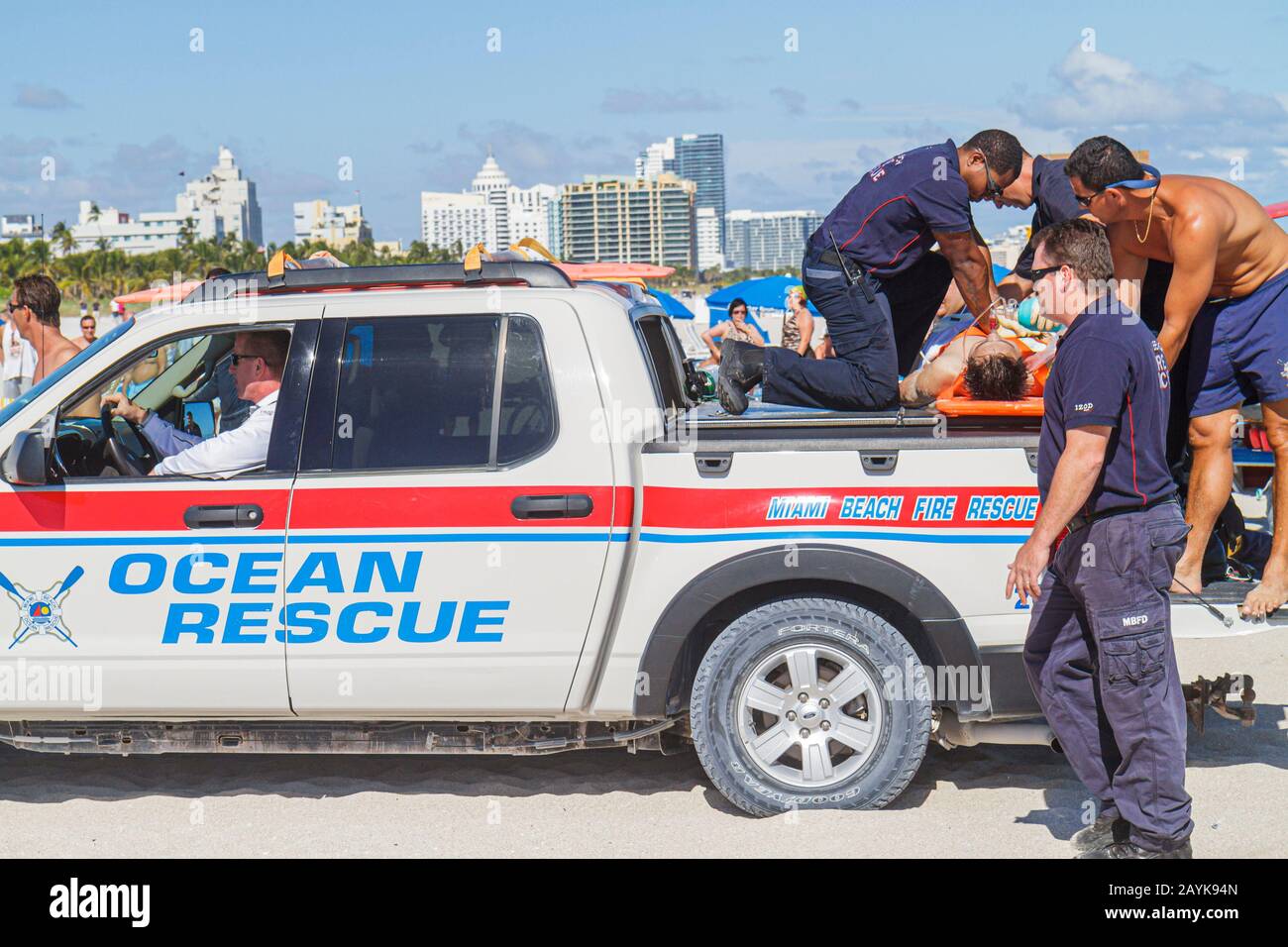 Miami Beach Florida,Atlantic Ocean water fire rescue,emergency,CPR ...