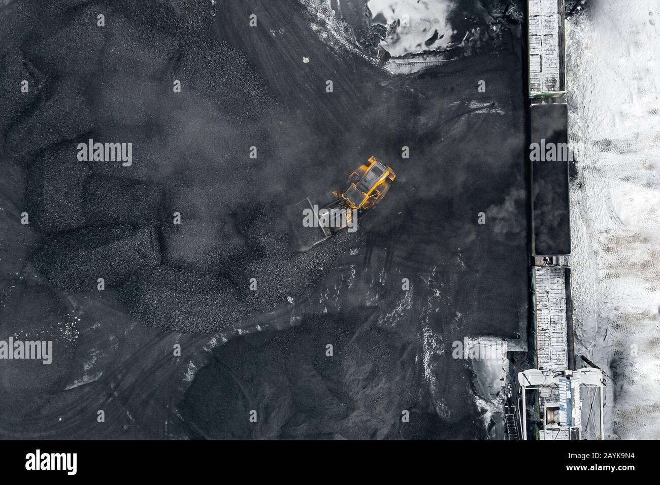 Open pit mine, extractive industry for coal, top view aerial drone ...