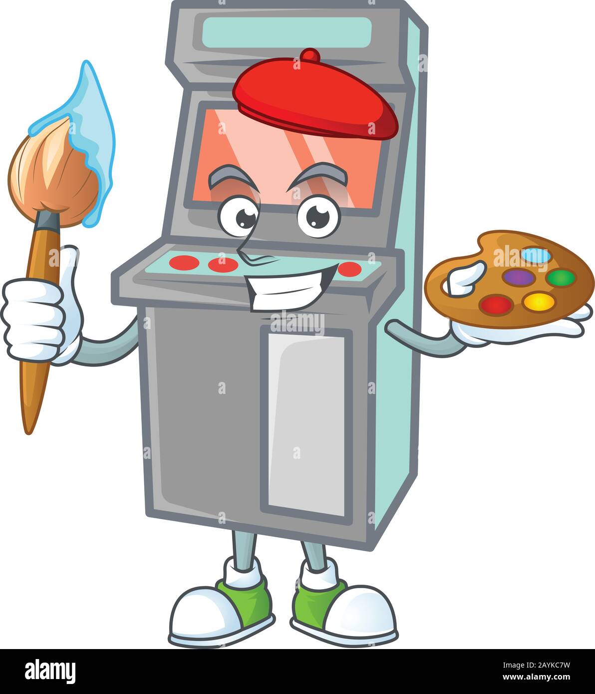 An elegant arcade game machine painter mascot icon with brush Stock ...