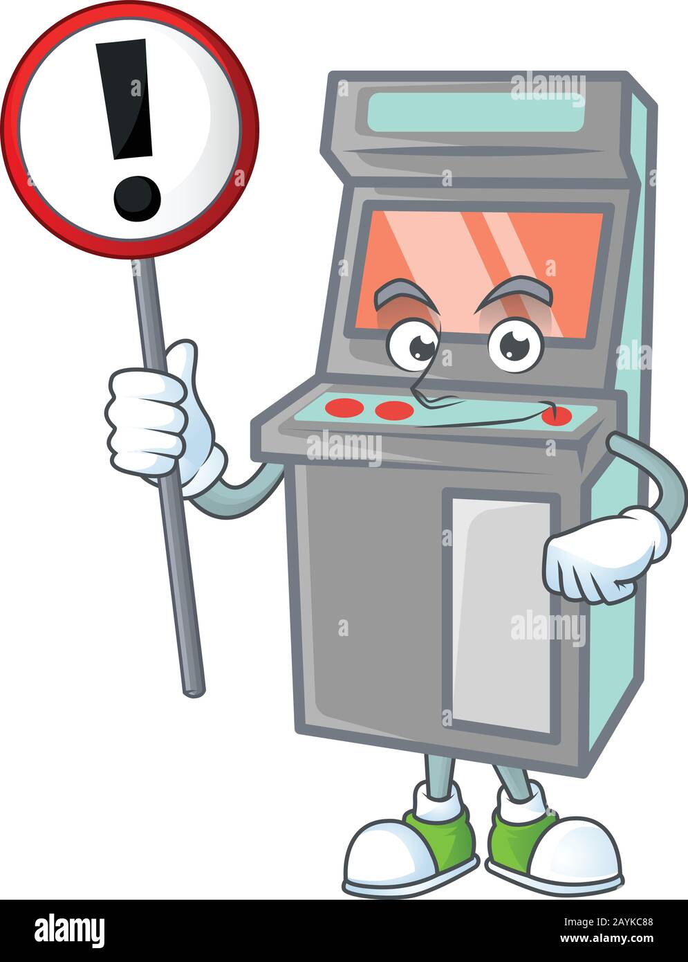 Cartoon character design of arcade game machine rise up a broad Stock ...