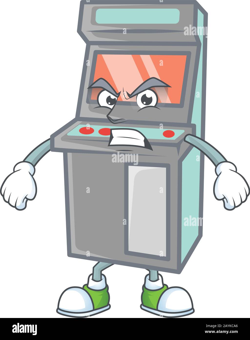 cartoon character of arcade game machine with angry face Stock Vector ...