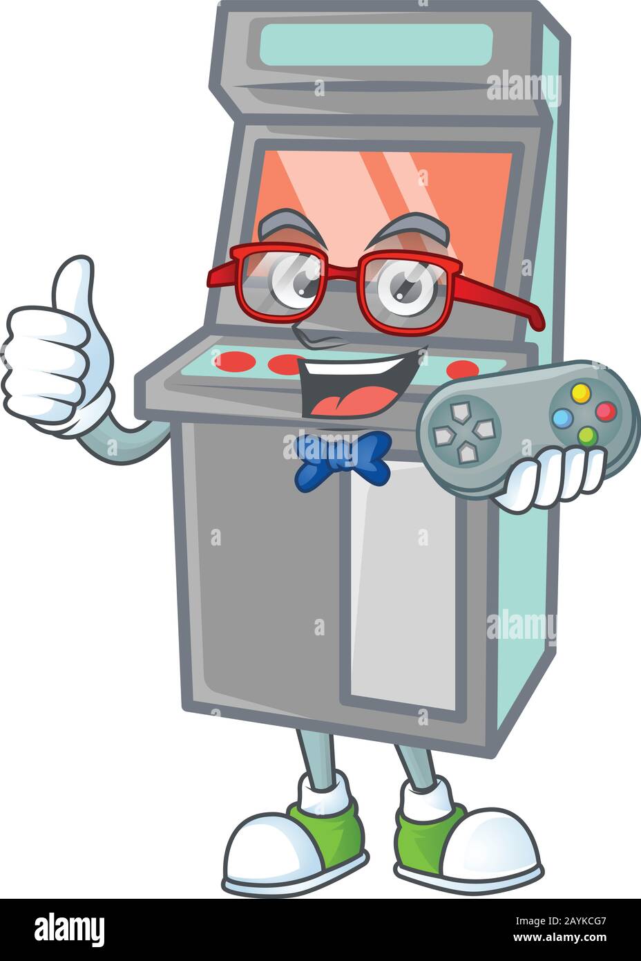 An attractive gamer arcade game machine cartoon character design Stock ...