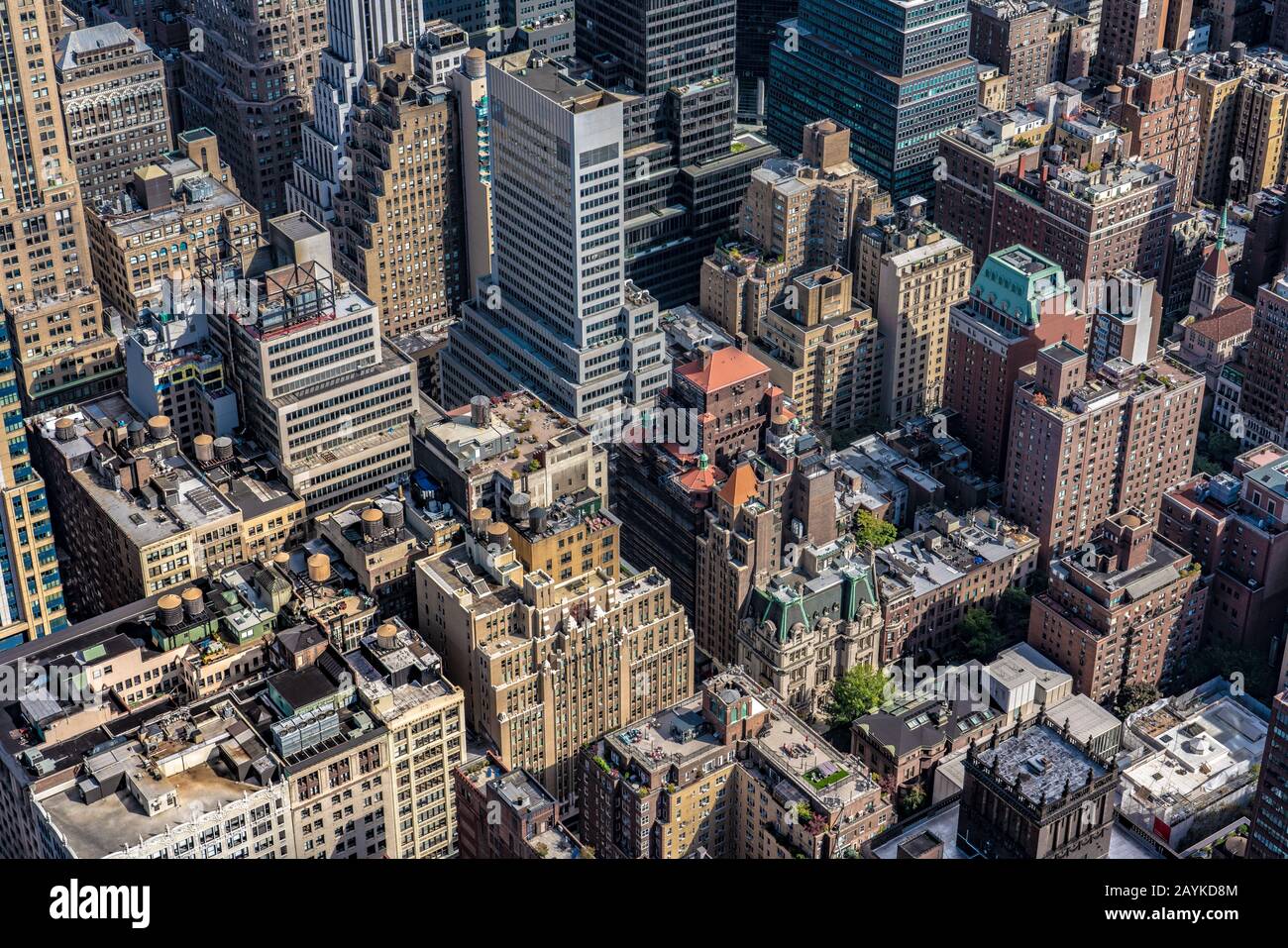 NEW YORK, USA - OCTOBER 12: Aerial view of downtown Manhattan city ...