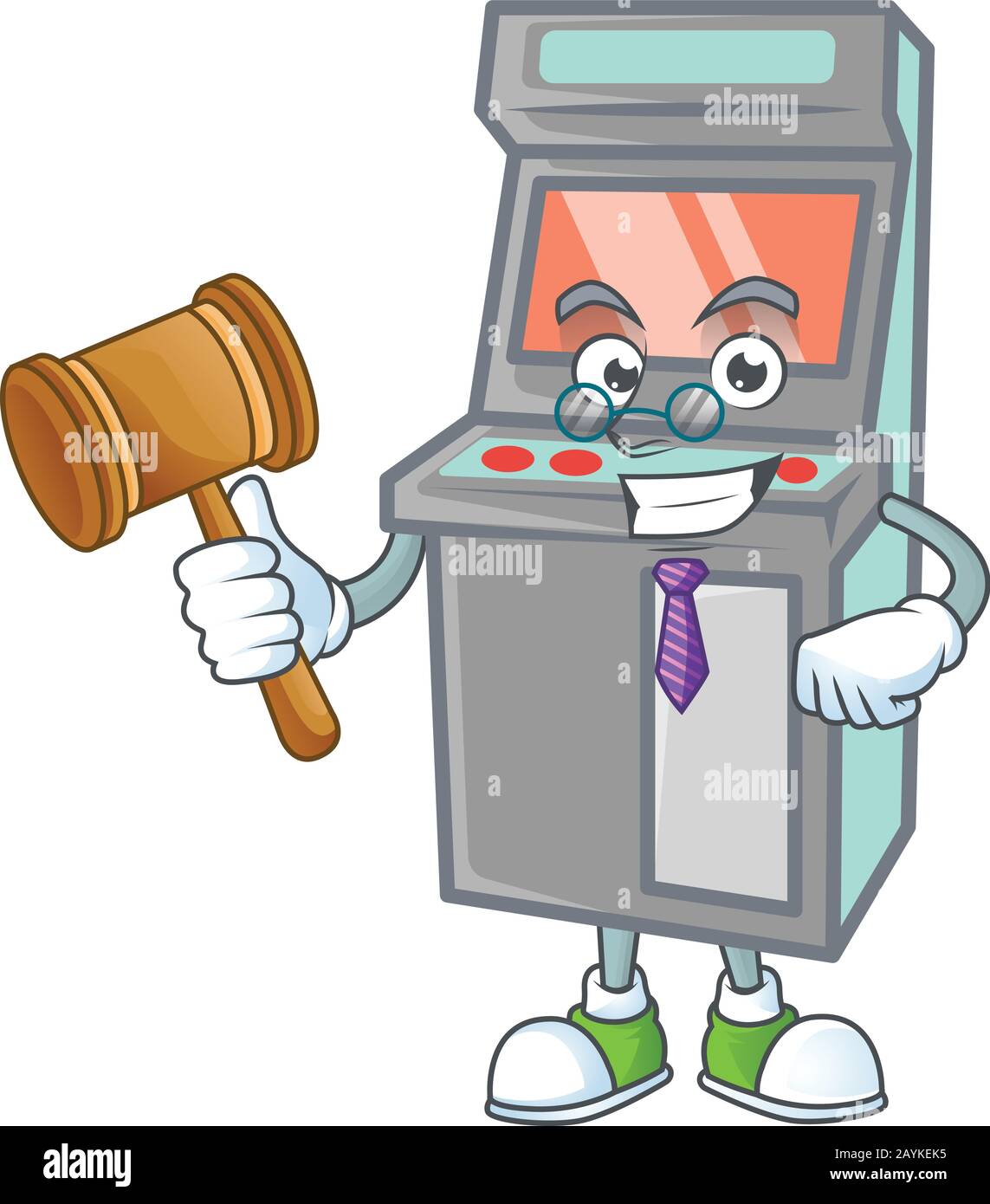 A wise Judge arcade game machine in comic strip character design Stock ...