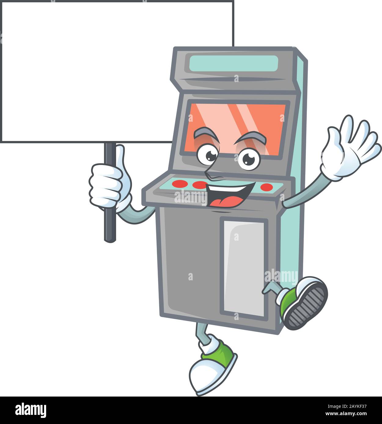 A picture of arcade game machine cartoon character with board Stock ...