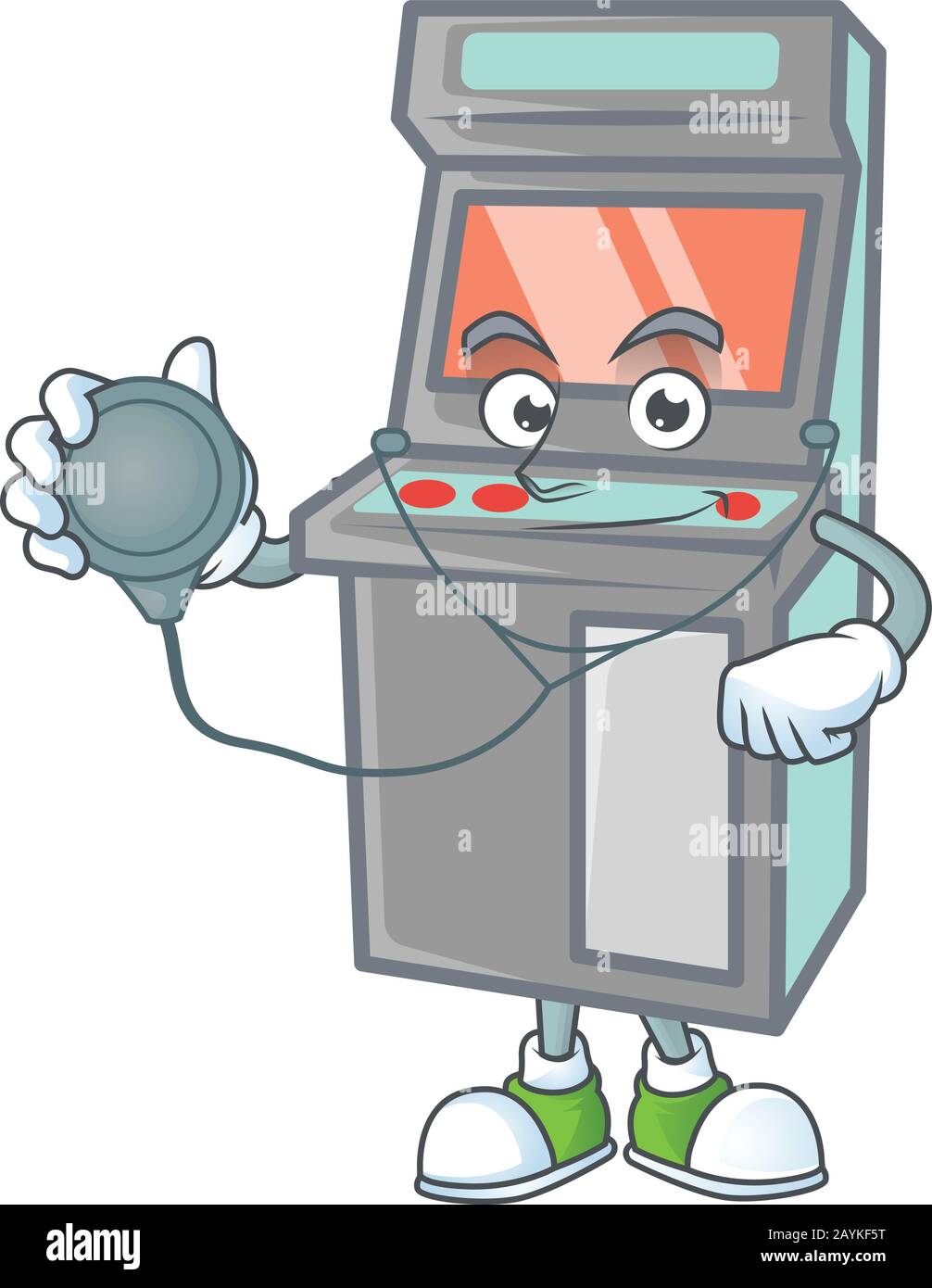 Arcade game machine mascot icon design as a Doctor working costume with ...