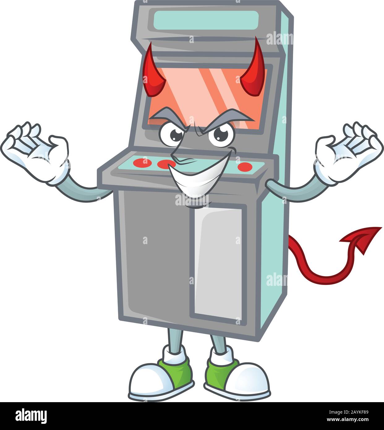 A cruel devil arcade game machine Cartoon character design Stock Vector ...