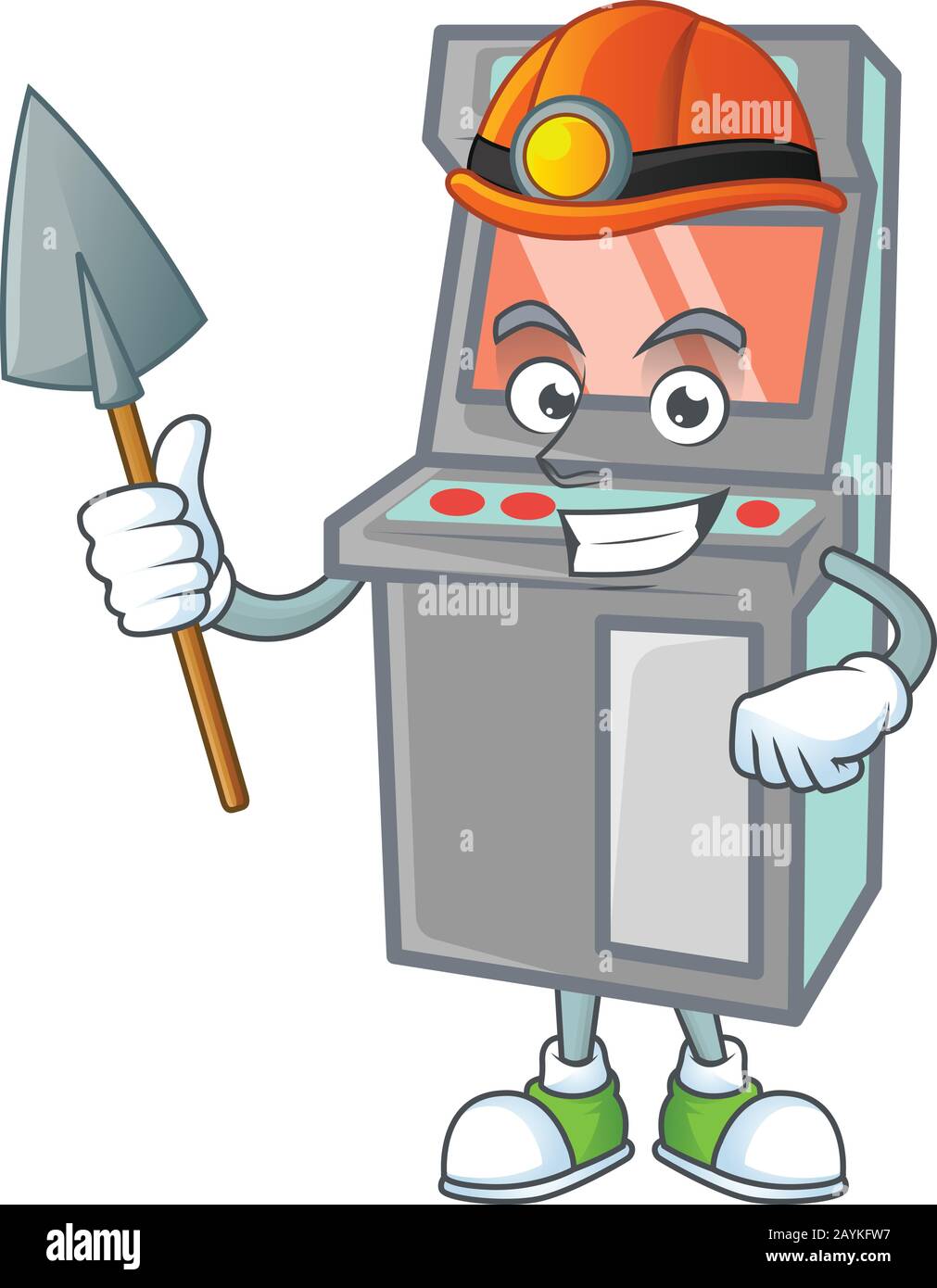 Cool clever Miner arcade game machine cartoon character design Stock ...