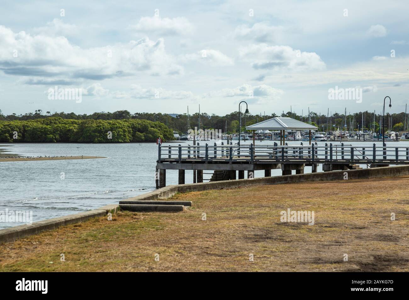 Shorncliffe pier with marina and Boondal wetlands in the background ...