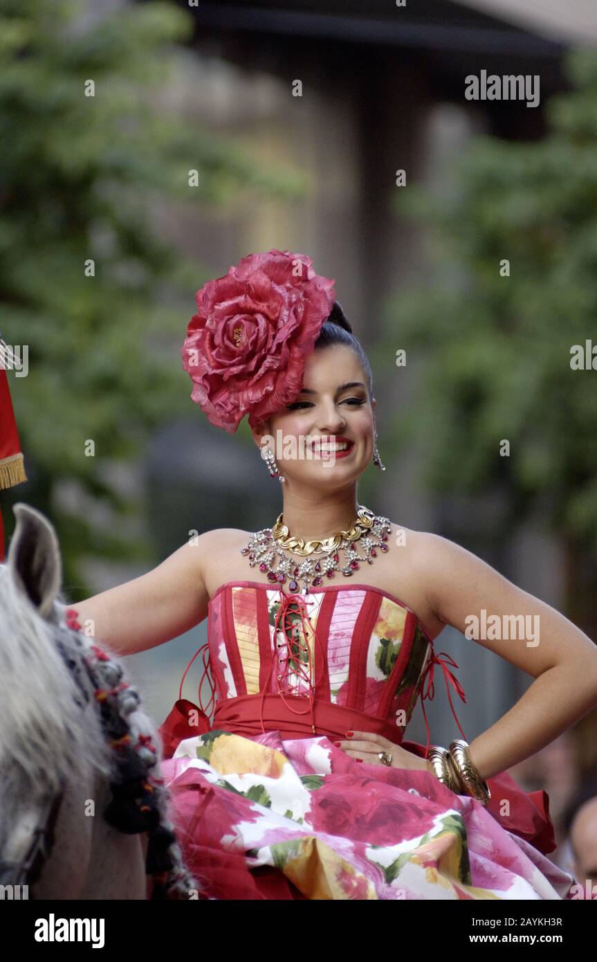 Elda, near Alicante, Spain. Fiestas de Moros y Cristianos (the Moors ...