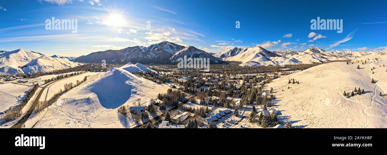 Scenic Winter Panorama of Snowy Valleys and Mountain Ranges Under ...