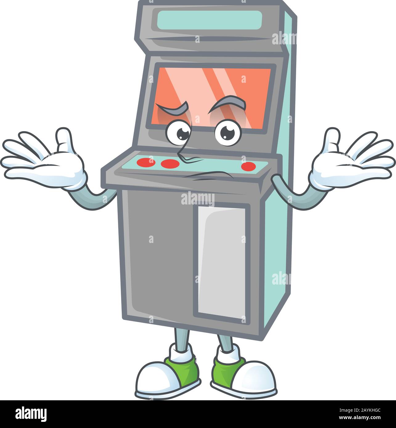 A comical Grinning arcade game machine cartoon design style Stock ...