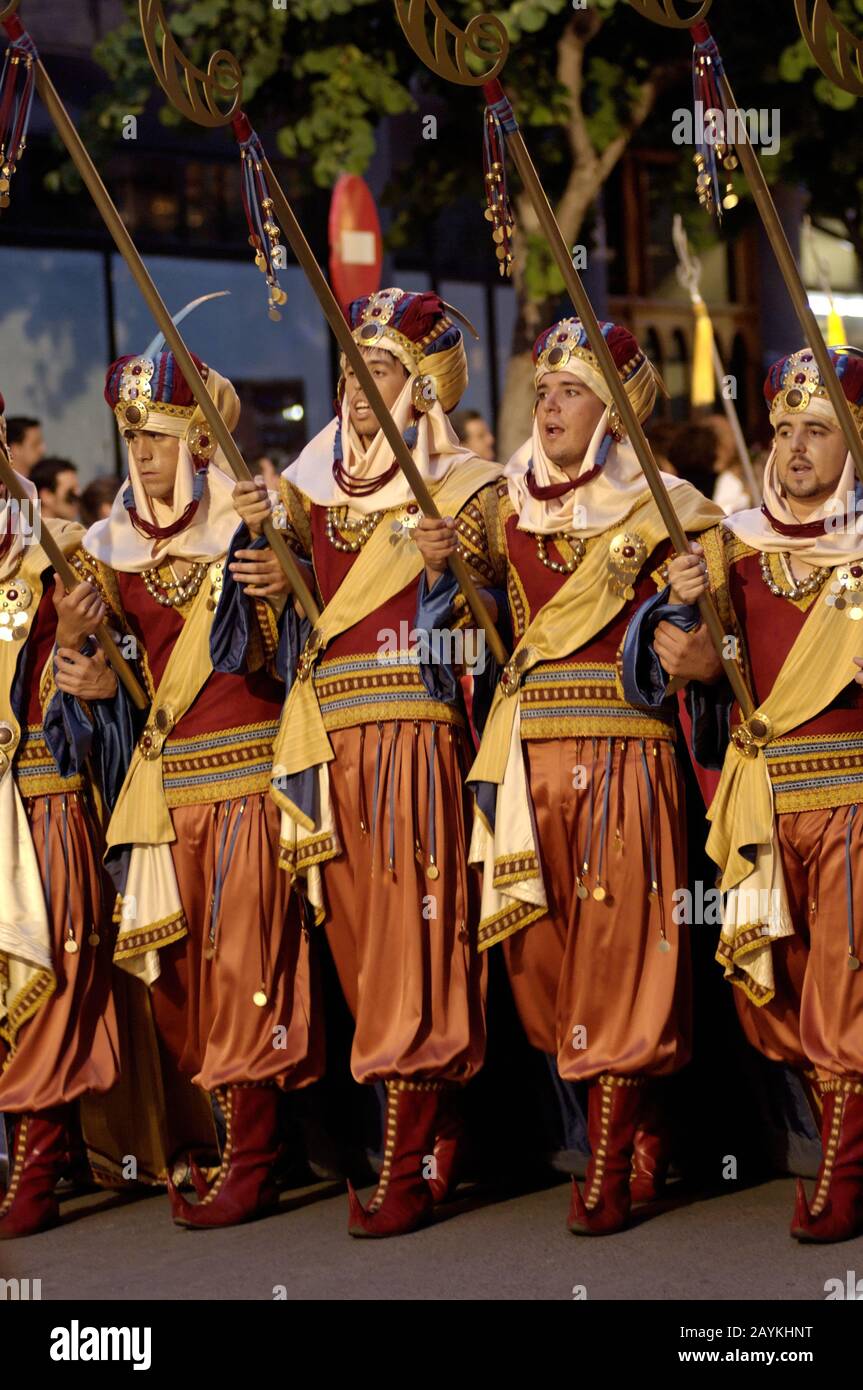 Elda, near Alicante, Spain. Fiestas de Moros y Cristianos (the Moors ...