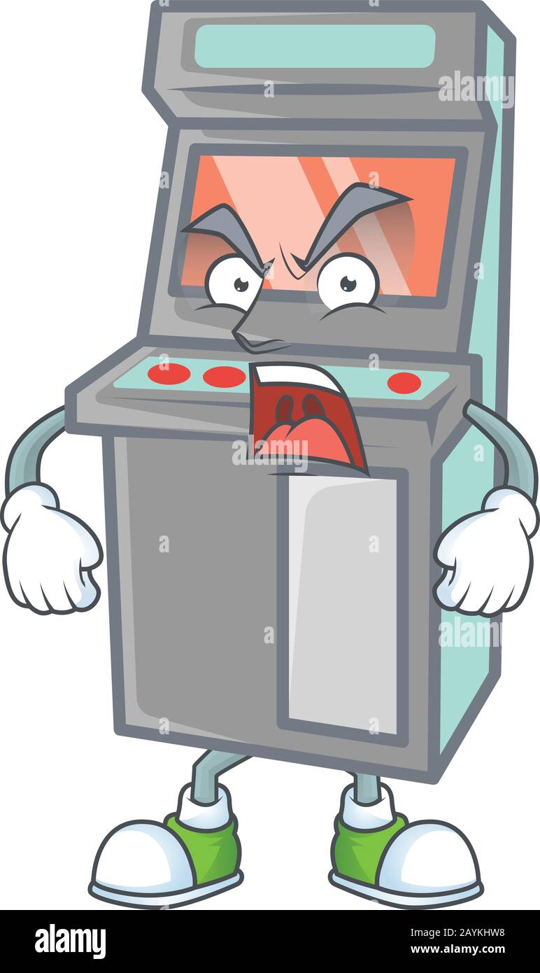 Arcade game machine cartoon character design with angry face Stock ...