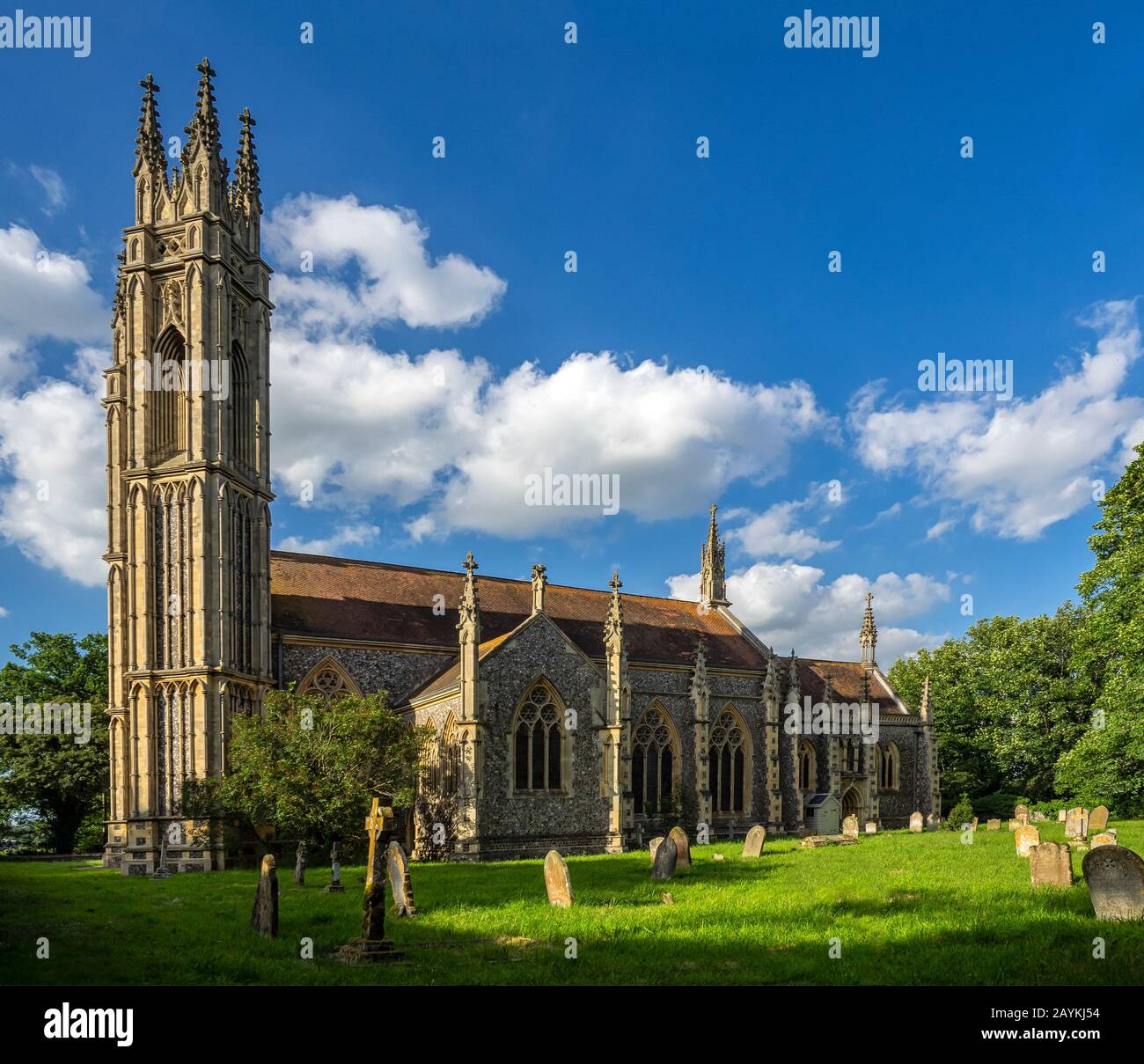 BOOTON, NORFOLK, UK: Side view of the parish Church of St Michael the ...