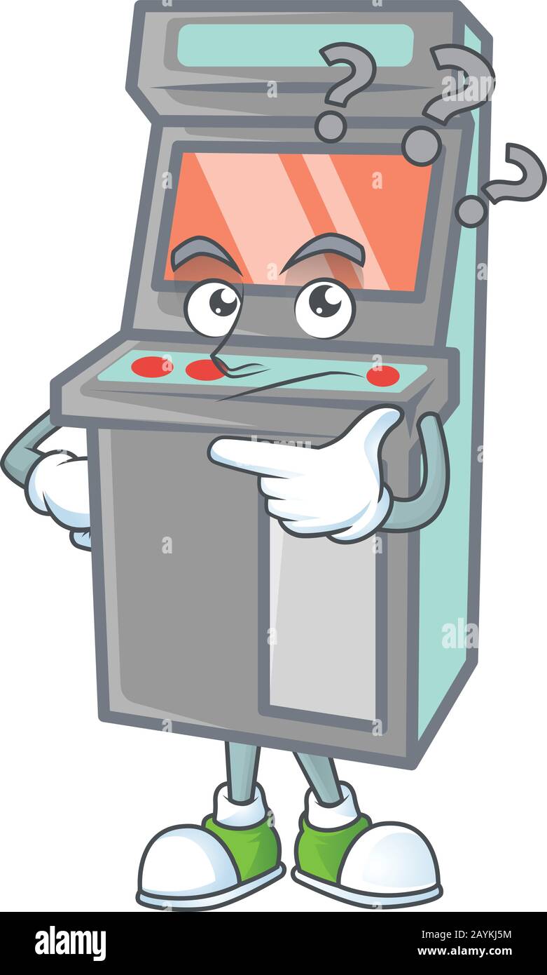 Arcade game machine cartoon mascot style in a confuse gesture Stock ...