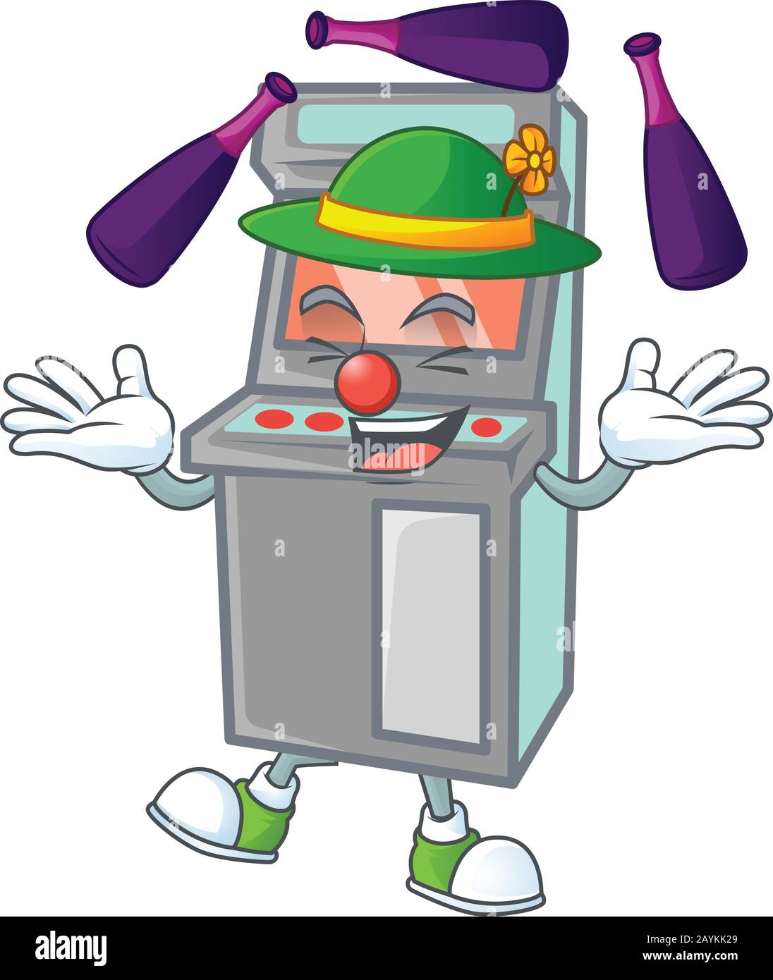 Smart arcade game machine cartoon character style playing Juggling ...
