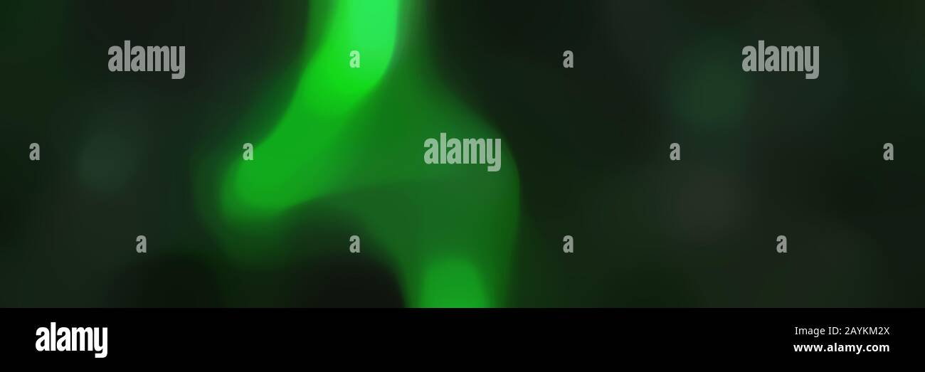 smooth horizontal banner background bokeh graphic with very dark green ...