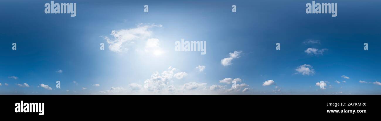 Seamless panorama with blue sky 360-degree view and beautiful clouds ...