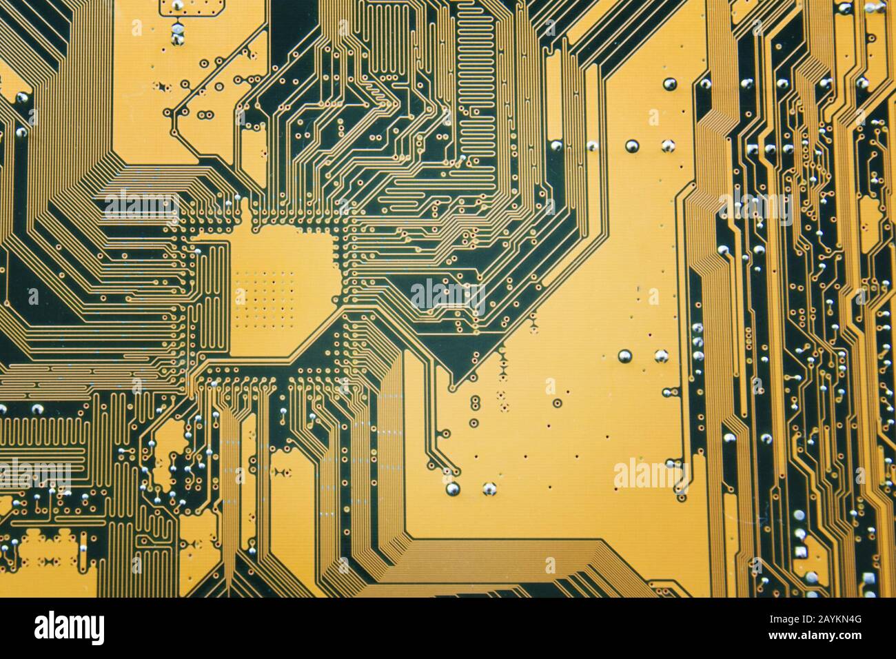 Printed circuit boards of computer motherboard close-up. Electronic and ...