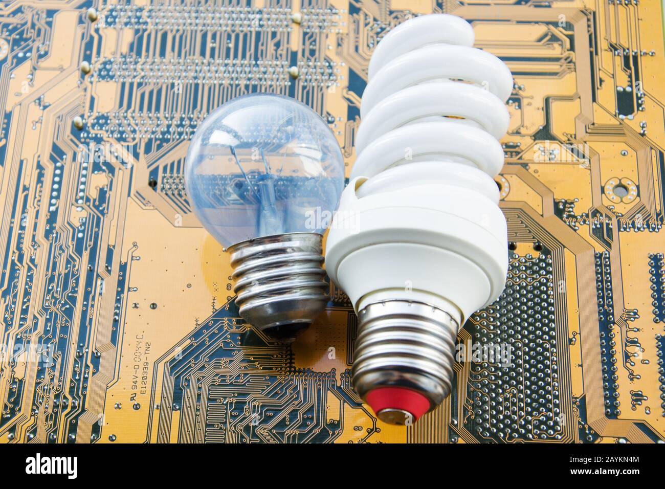 Energy saving and simple light bulbs on printed circuit Board ...