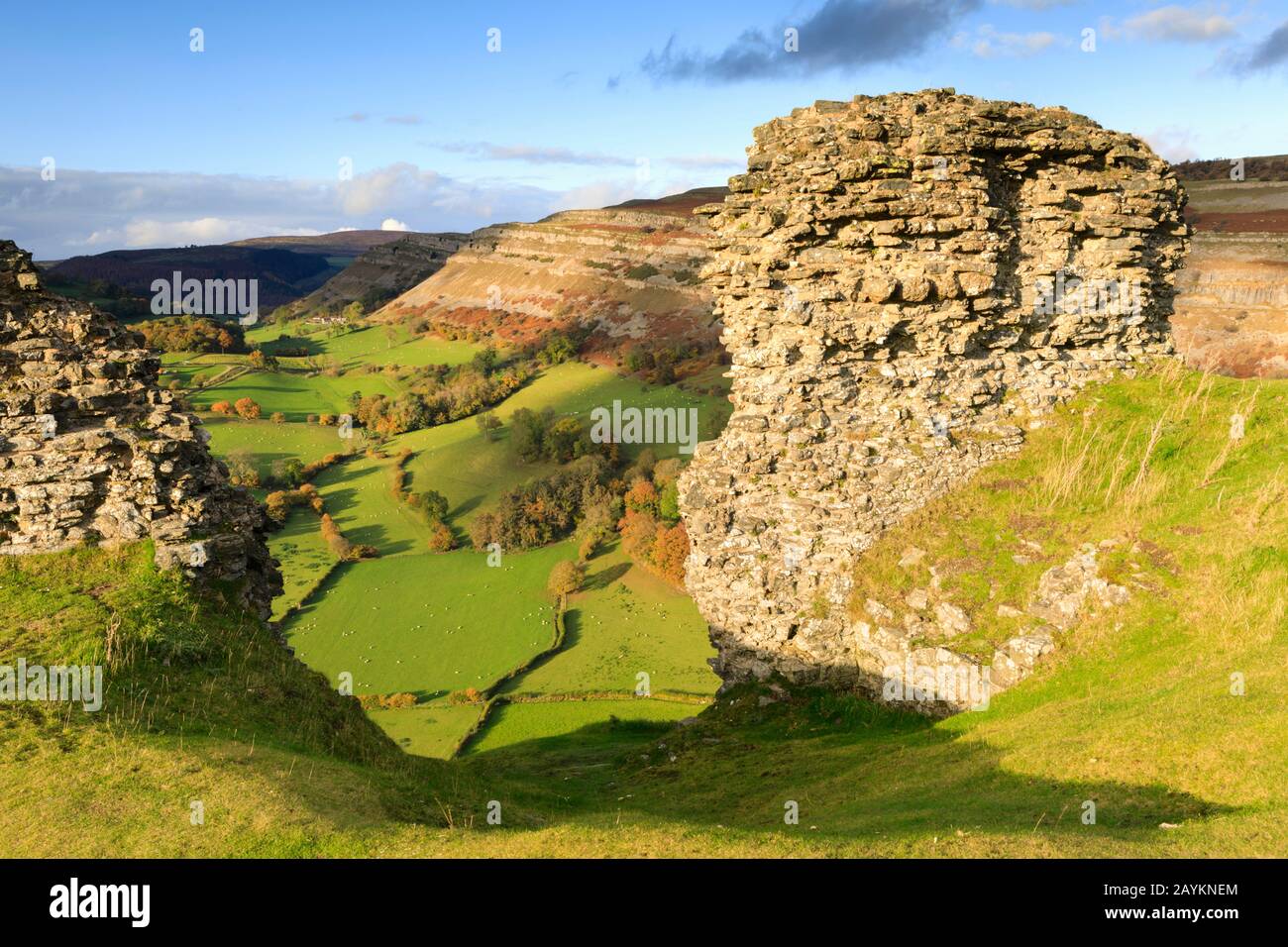 Eglwyseg Rocks near Lllangollen capture from Castell Dinas Bran Stock ...