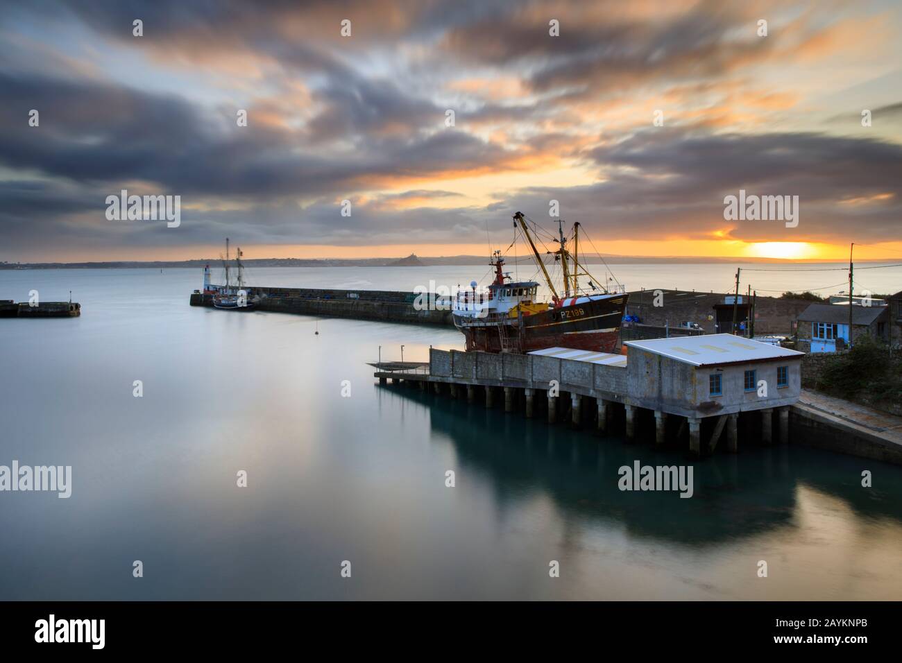 Newlyn Dry Dock captured at sunrise Stock Photo - Alamy