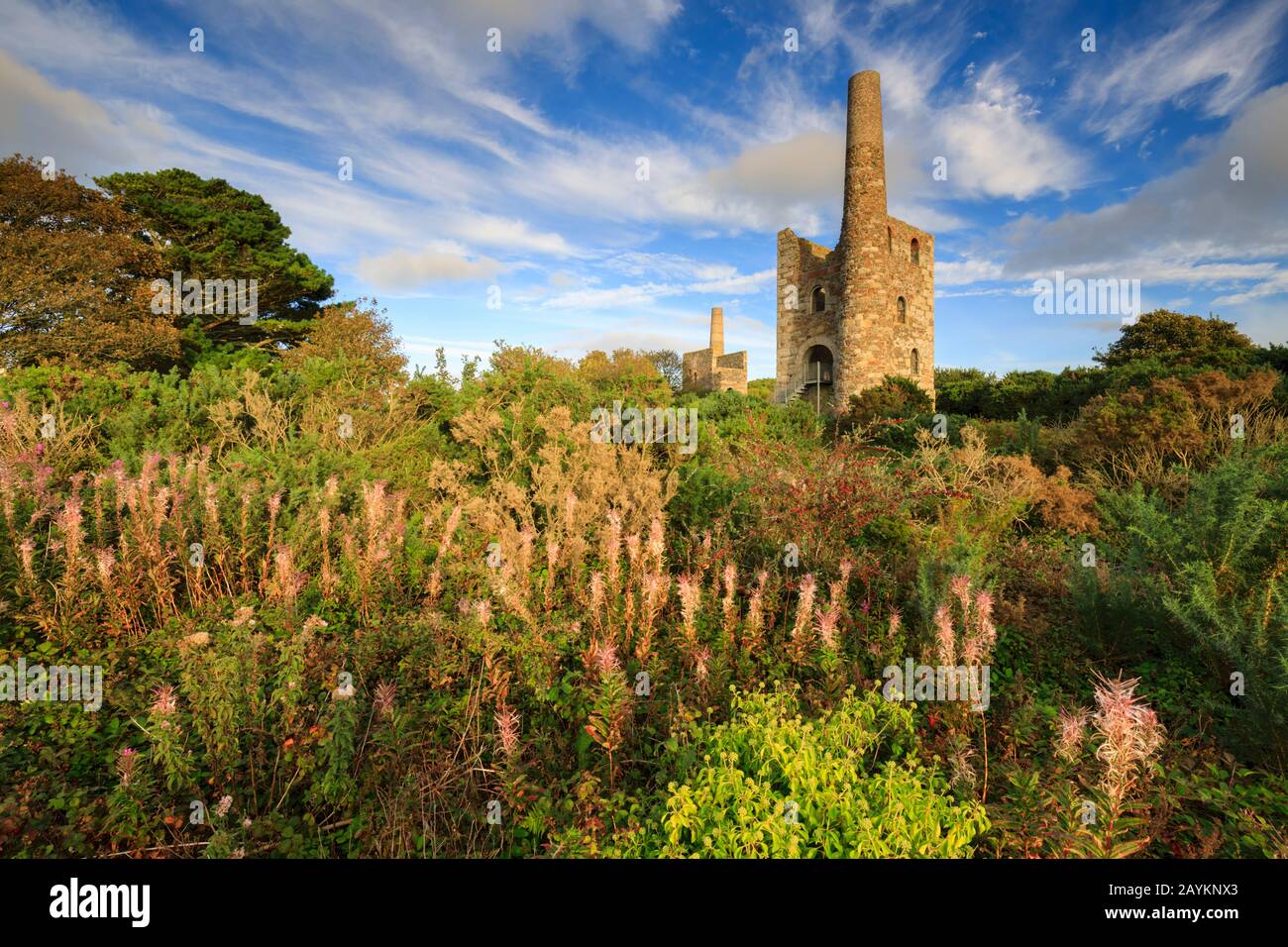 Engine Houses at Wheel Peevor, near Redruth in Cornwall Stock Photo - Alamy
