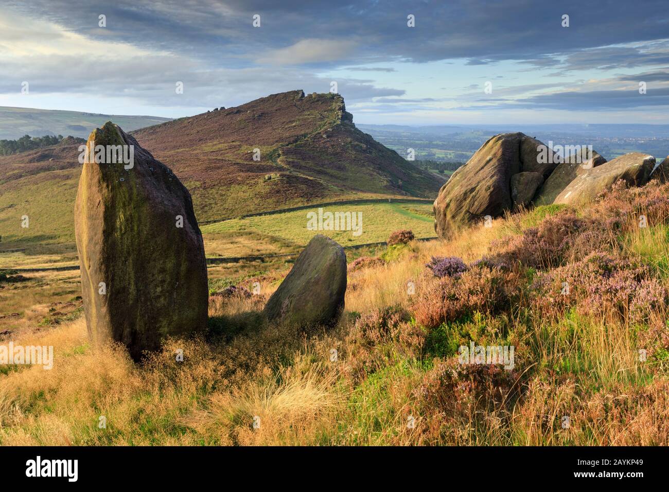The view toward Hen Cloud from near the Roaches in the Peak District ...