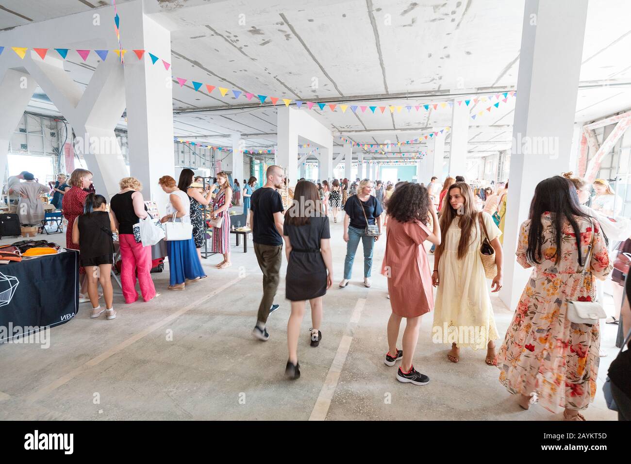 22 JUNE 2019, UFA, RUSSIA: People at the indoors flea market Stock ...