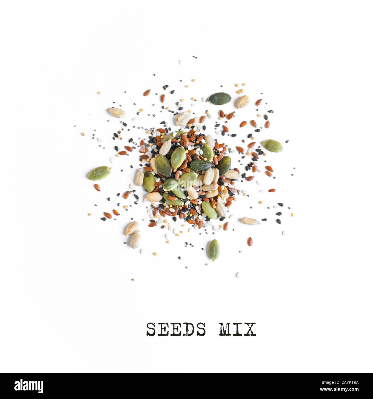 Healthy Seeds Mix for Salads and healthy dishes. Pile of mixed seeds ...