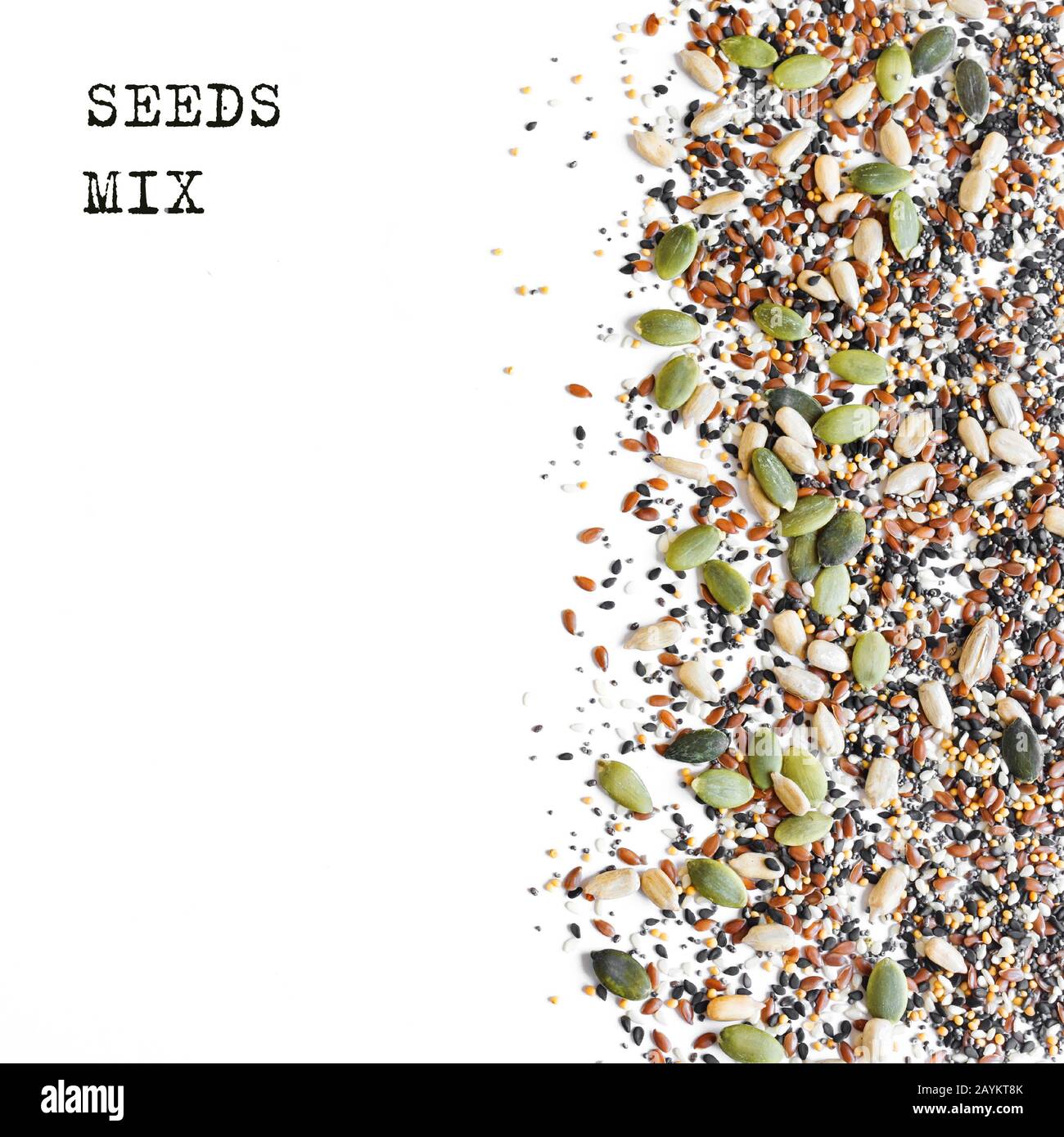 Healthy Seeds Mix for Salads and healthy dishes. Pile of mixed seeds ...