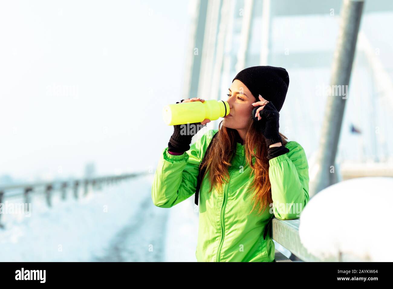 Sport girl taking a break after exercise Stock Photo - Alamy