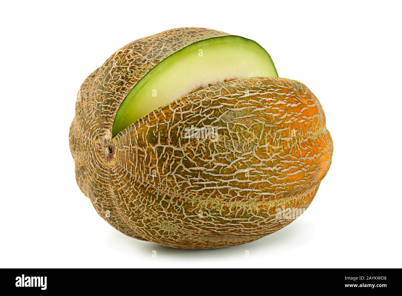 Ripe melon fruit colseup isolated on white background Stock Photo - Alamy