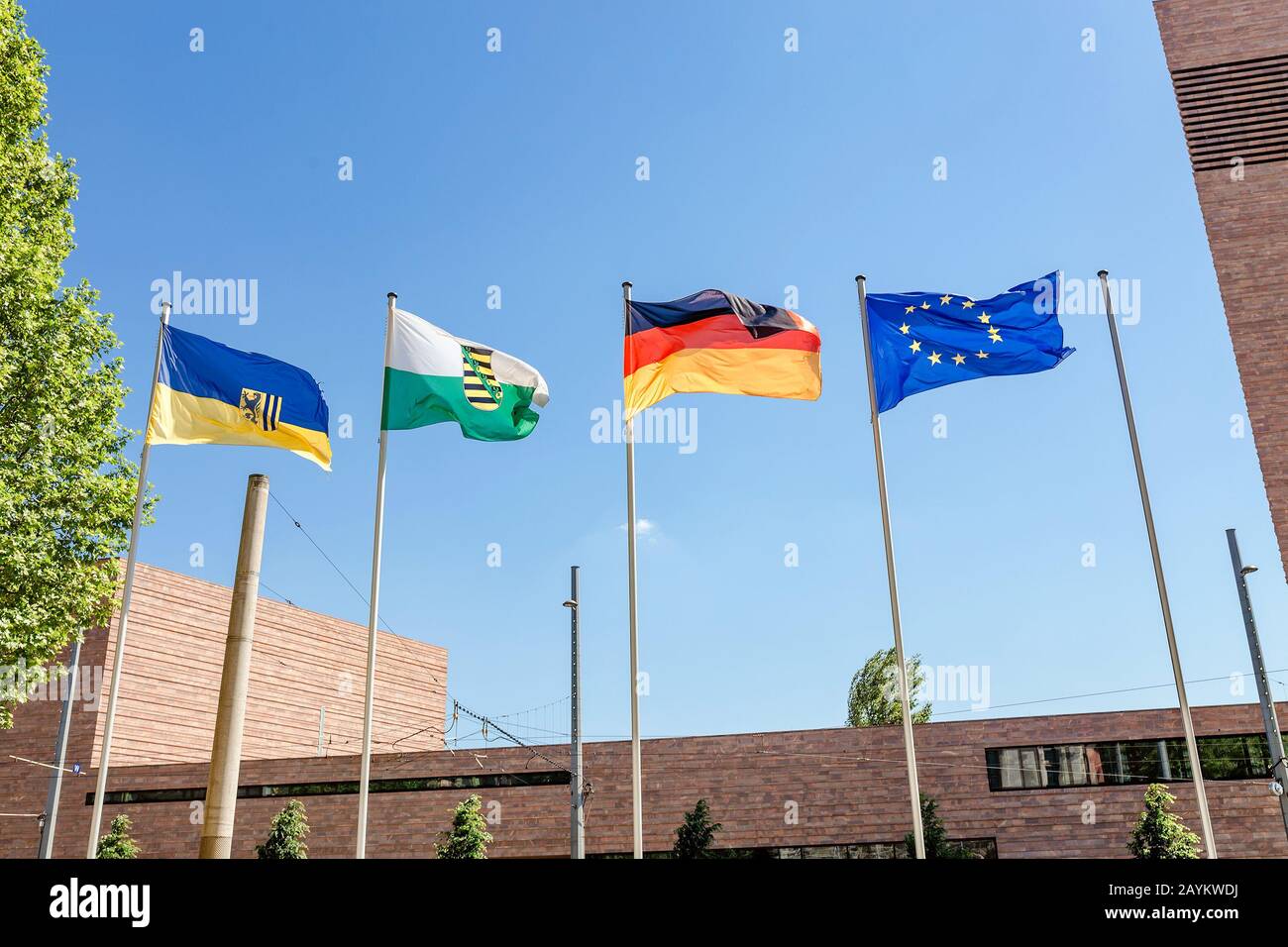European Community, Germany and Leipzig flags Stock Photo - Alamy