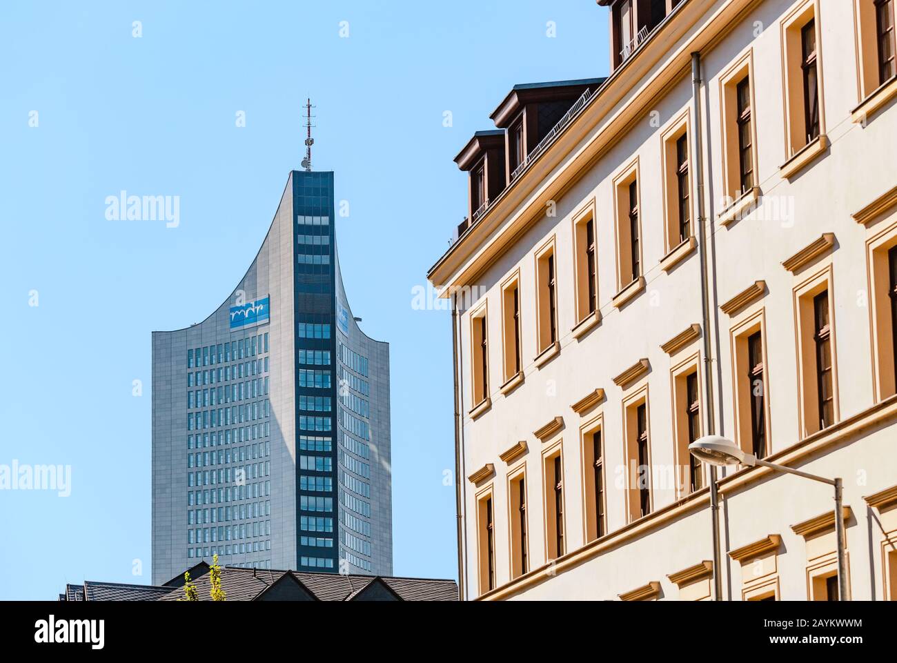 LEIPZIG, GERMANY - MAY 21, 2018: Leipzig city street view with ...