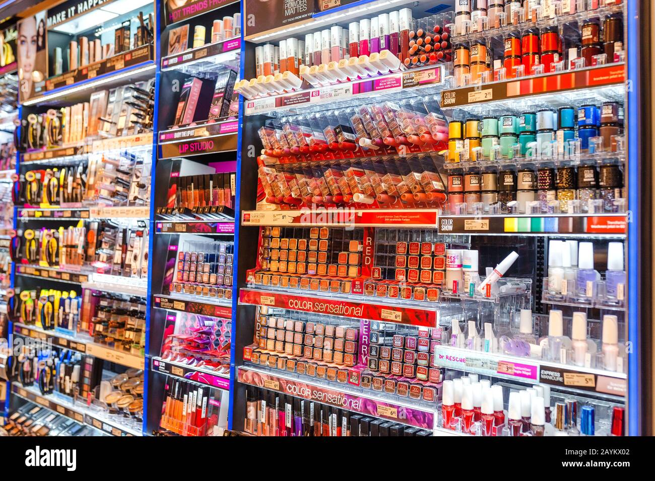 LEIPZIG, GERMANY - MAY 21, 2018: Cosmetic shop with makeup products ...