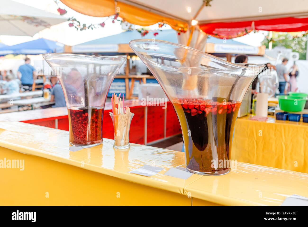 Craft Strawberry beer at bar counter Stock Photo - Alamy