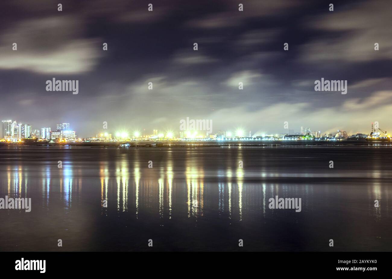 Mainland Penang at night from the Island of Penang Malaysia Stock Photo ...