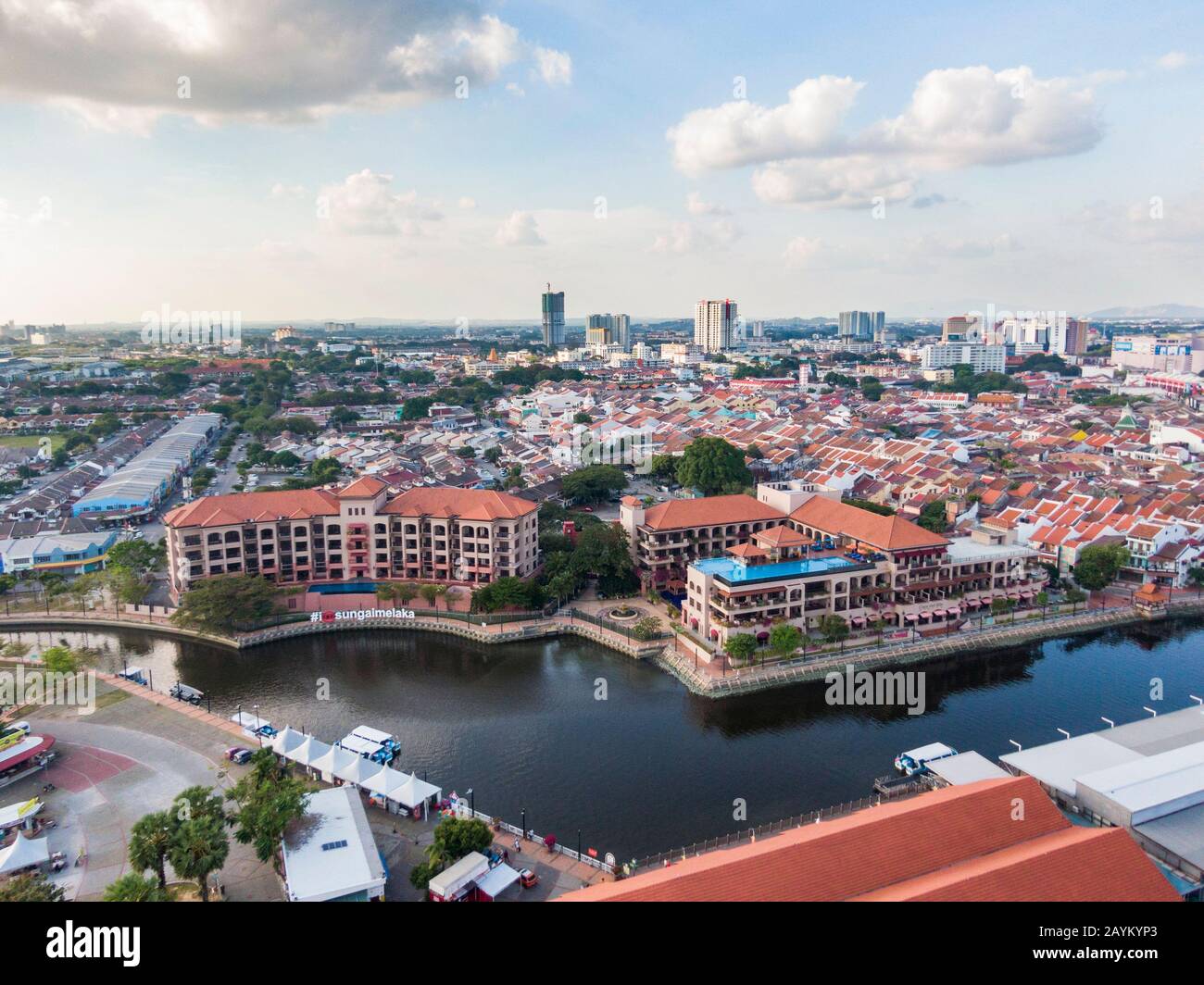 Malacca (Melaka) typical red colonial building. Malacca is one of ...