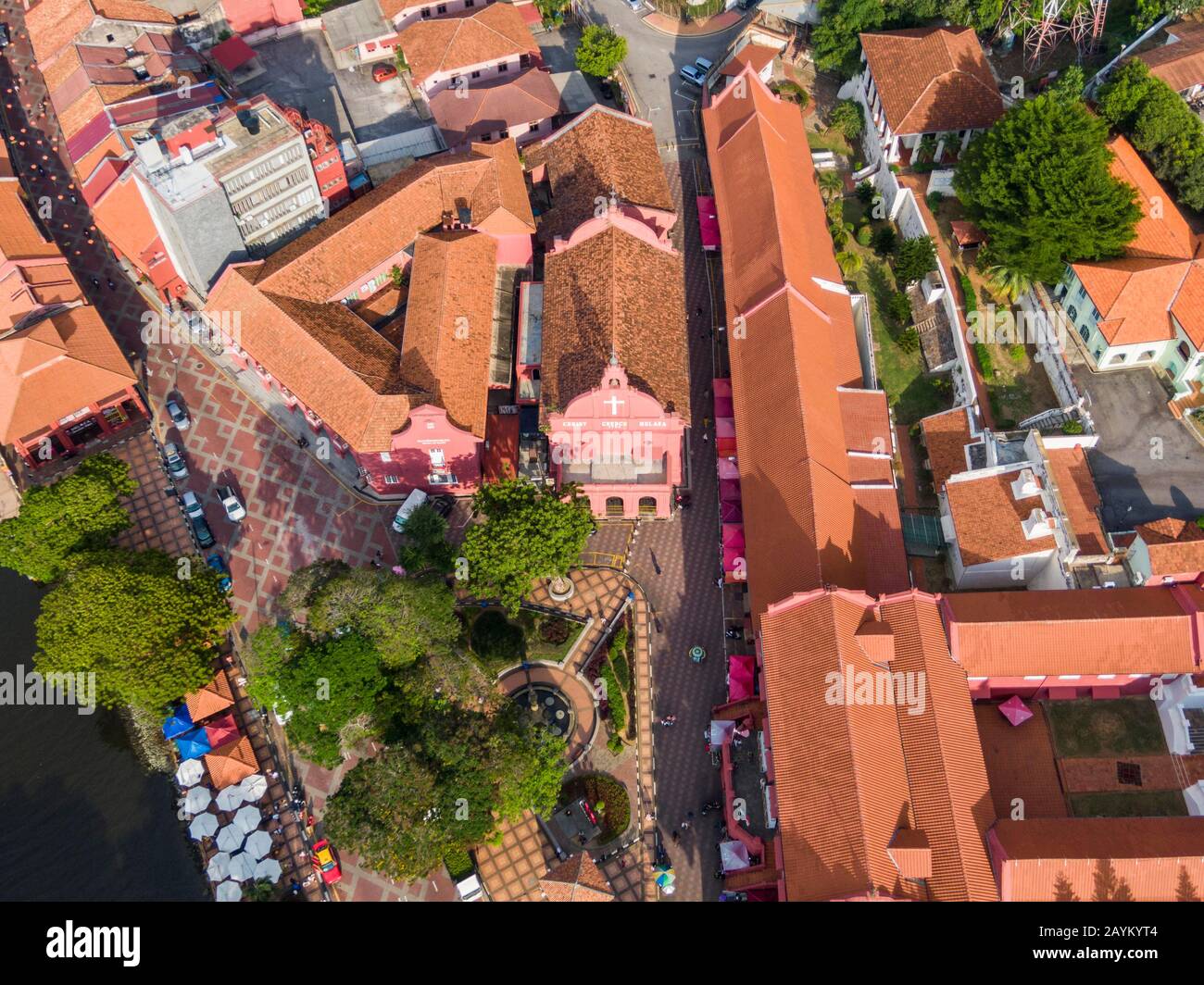Malacca (Melaka) typical red colonial building at Dutch Square. Malacca ...