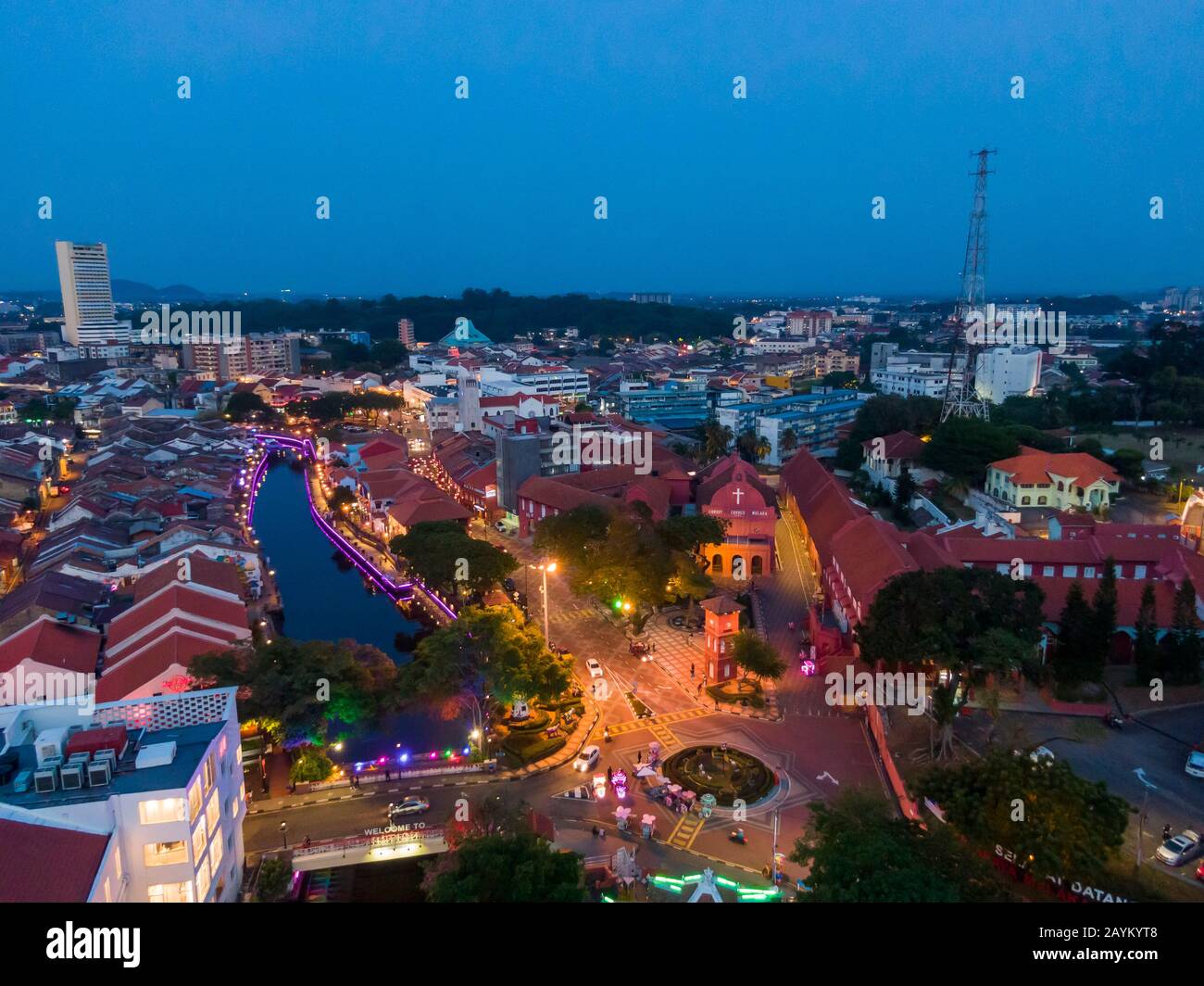 Malacca (Melaka) typical red colonial building at Dutch Square. Malacca ...