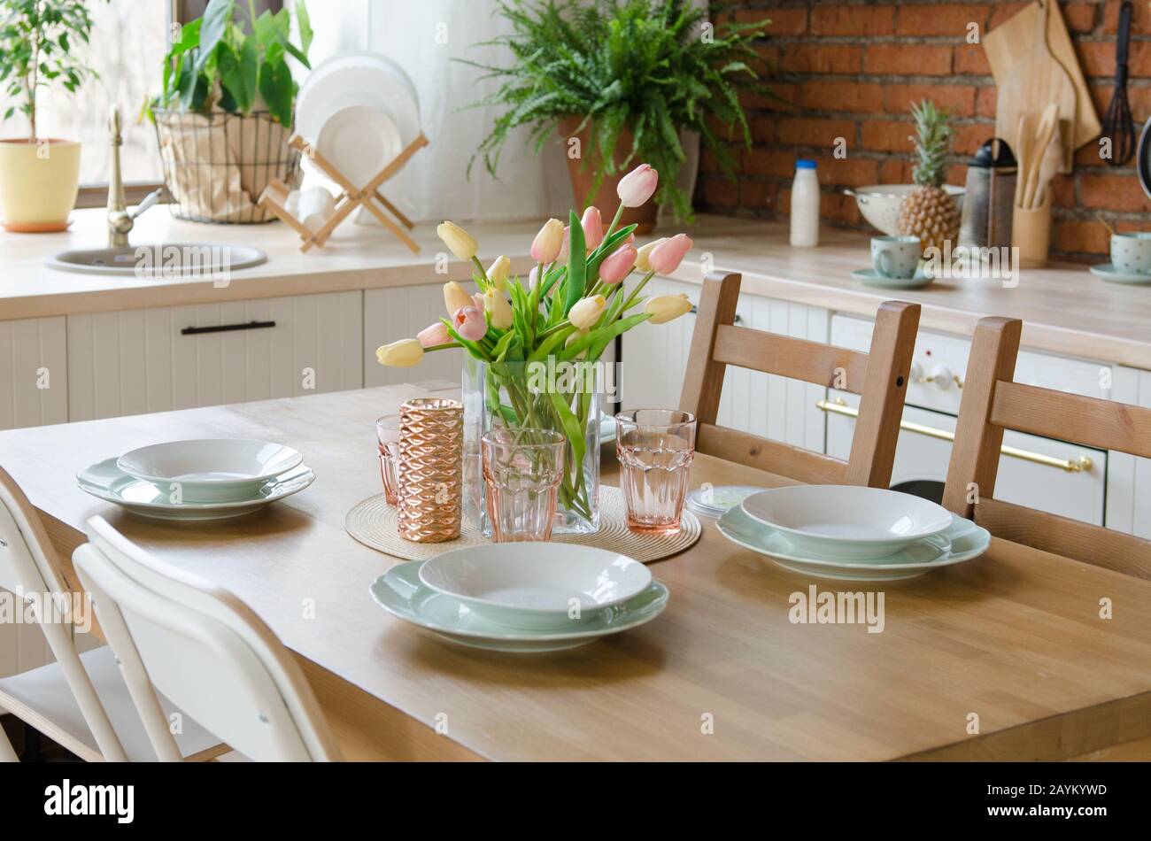Stylish kitchen interior setting. Idea for home design Stock Photo - Alamy