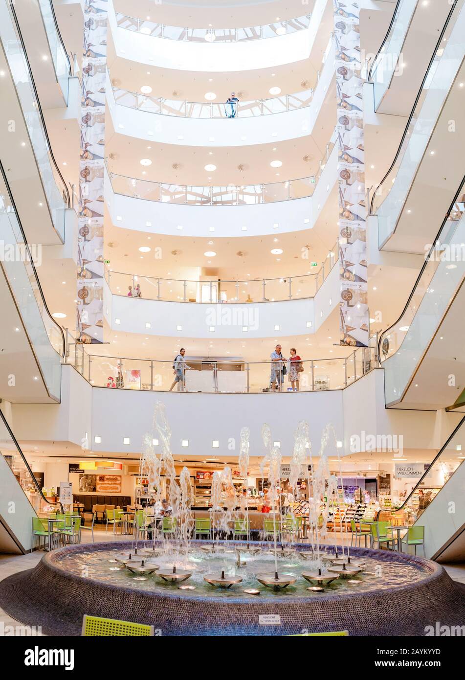 22 MAY 2018, LEIPZIG, GERMANY: Interior view of the Karstadt Mall in ...