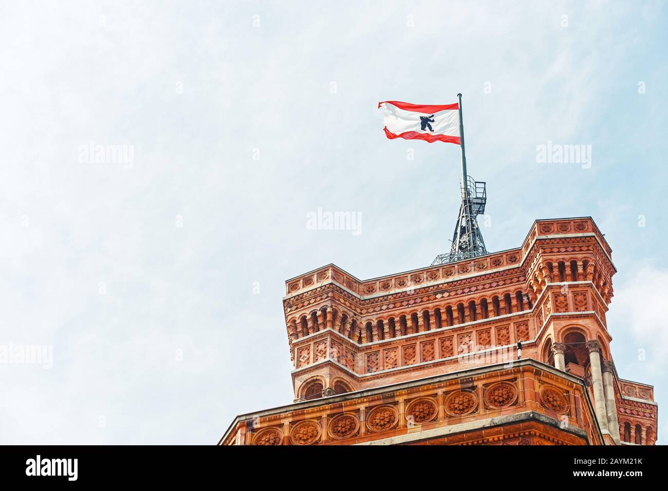 The red town hall with Berliner Flag at Alexanderplatz Stock Photo - Alamy