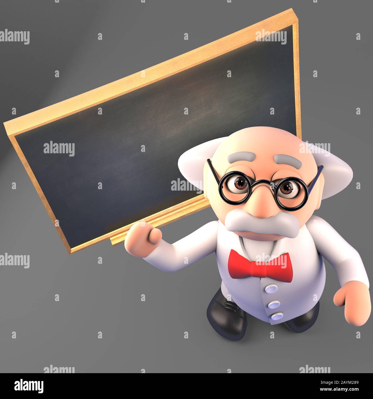 Mad scientist professor lectures at the blackboard, 3d illustration ...